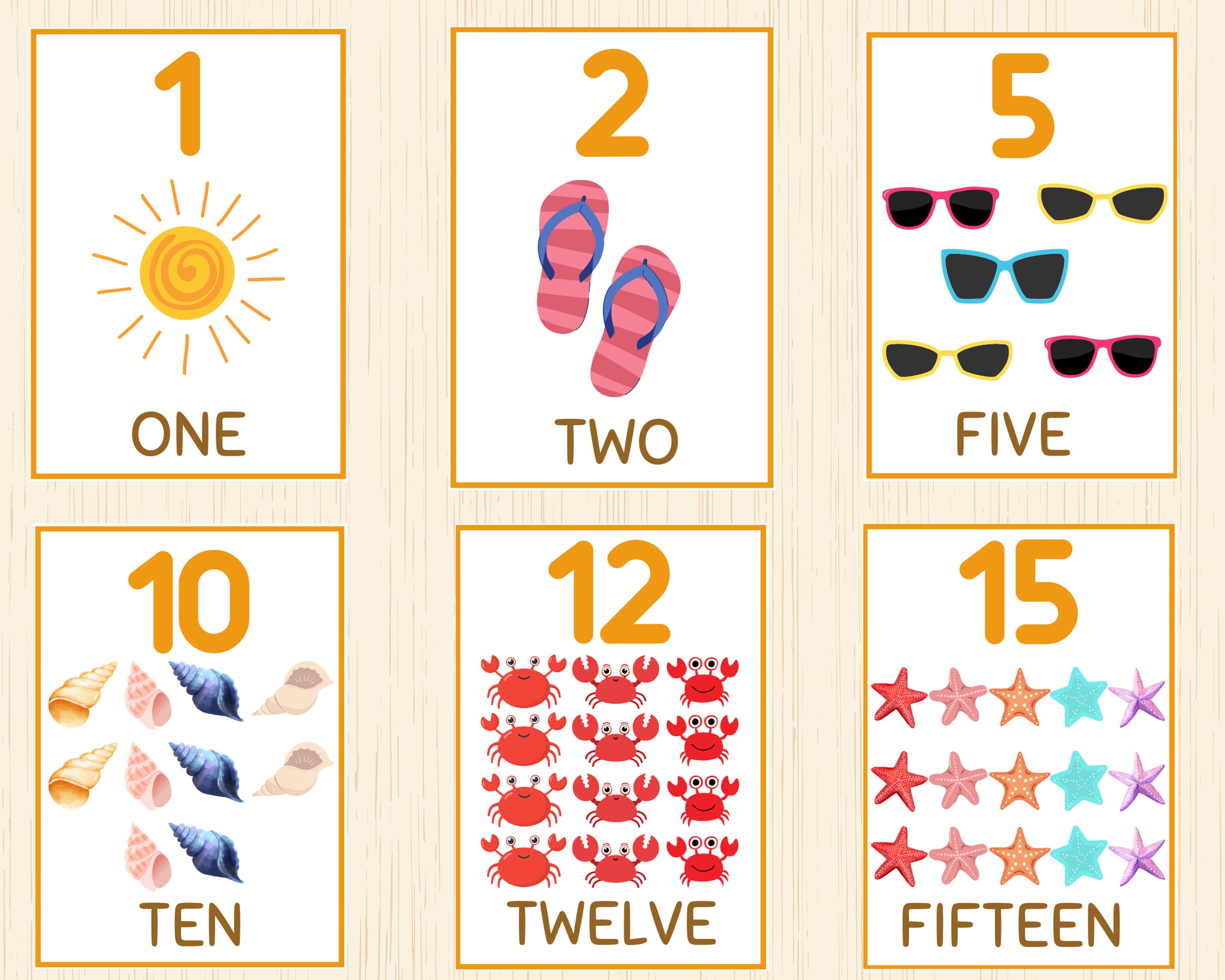 Summer Number Flashcards,numbers 1-20,numbers Bilingual Flashcards ...