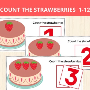 Valentine Count Strawberries Math Printable, Counting Valentines ...