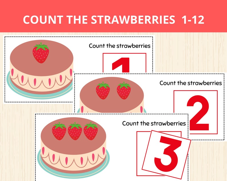 Valentine Count Strawberries Math Printable, Counting Valentines ...