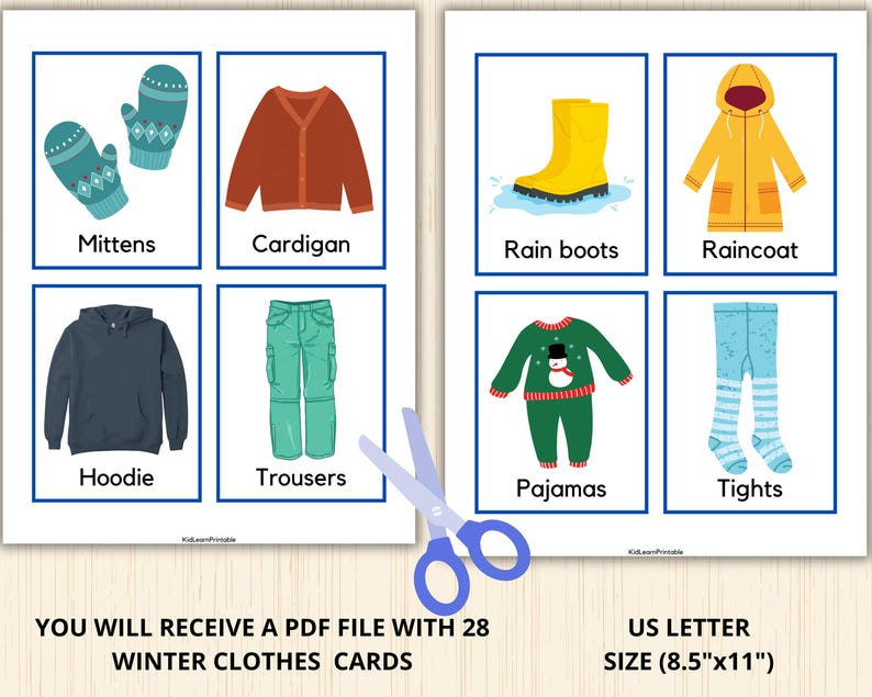 Winter Clothing Flashcard ,winter Clothes Flashcard,winter Vocabulary ...