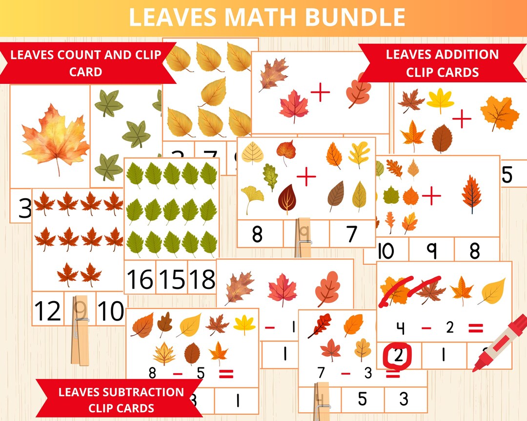 Leaves Math Bundle,autumn Math Worksheets,fall Math Activity,autumn ...