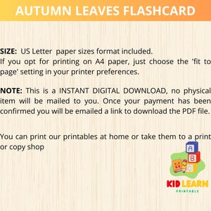 Autumn Leaves Flashcards,fall Montessori,homeschooling,leaf ...