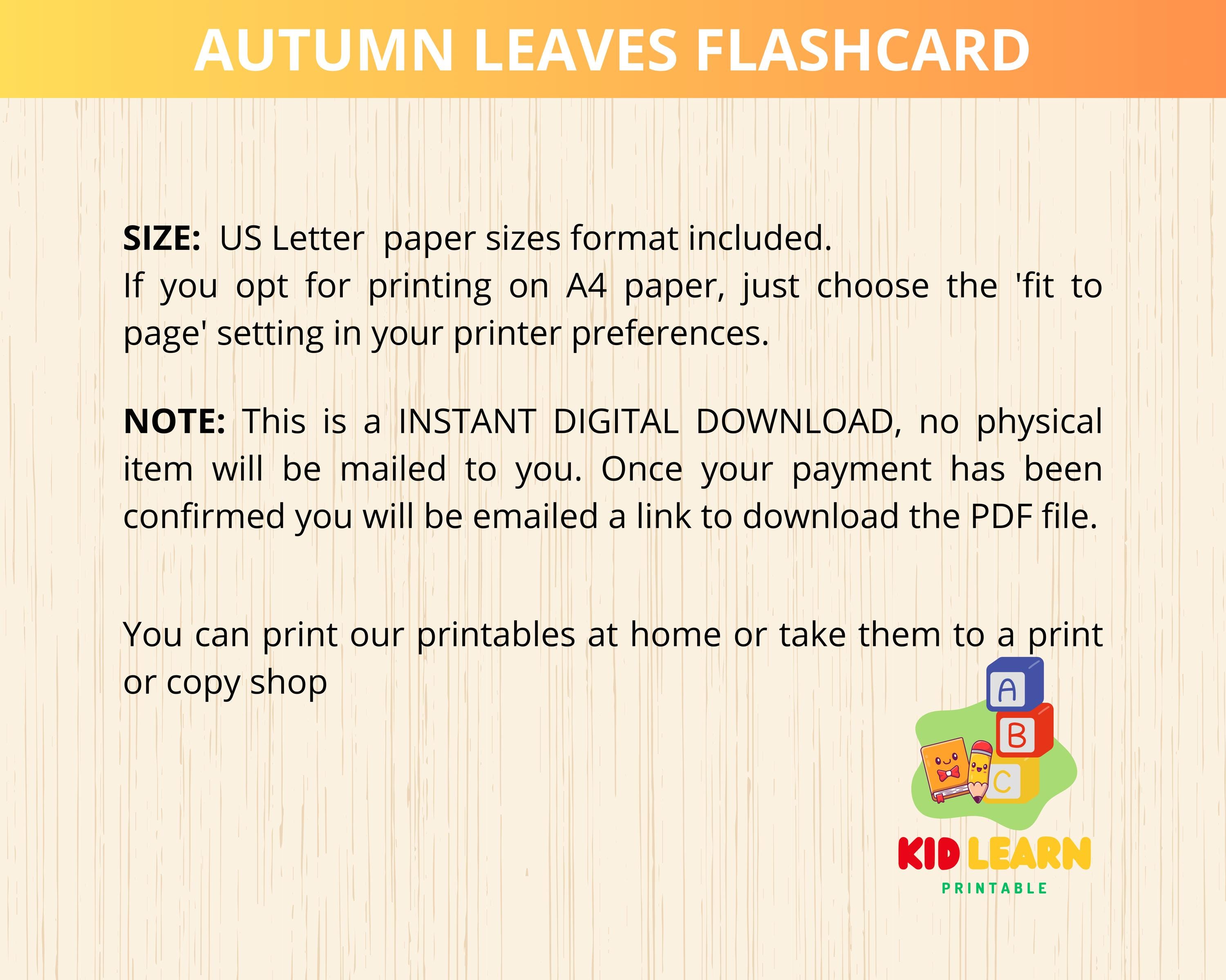 Autumn Leaves Flashcards,fall Montessori,homeschooling,leaf ...