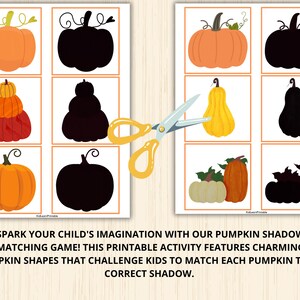 Pumpkin Shadow Matching,pumpkin Montessori,fall Activity Kids,fall ...