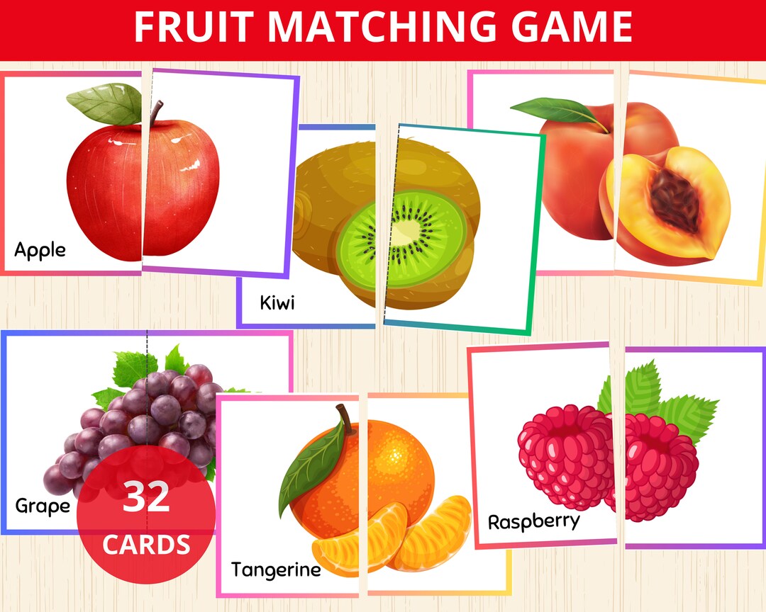 Fruit Puzzles,fruits Matching Cards Game,symmetry Puzzle,symmetry ...