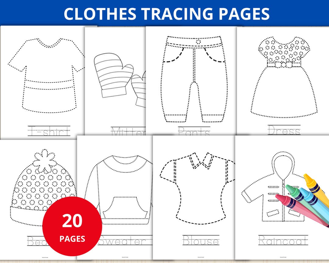 Clothes Tracing Worksheets,prek Tracing,toddler Writing Practice ...