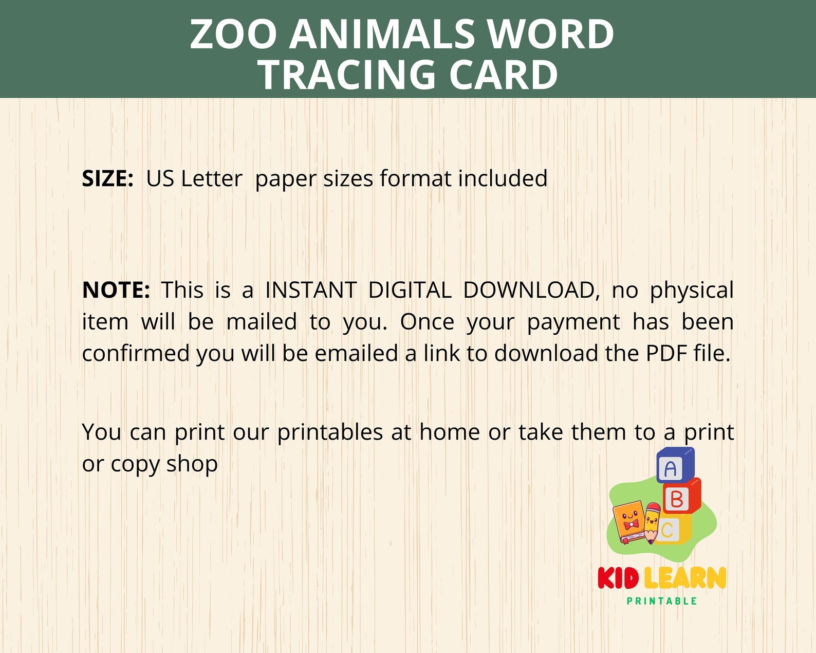 Zoo Animals Word Tracing Cards,zoo Animals Words Tracing,zoo Montessori ...