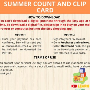 Summer Count and Clip Cards,numbers 1-20,preschool Math,kindergarten ...