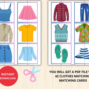 Clothes Matching Game,clothing Activity for Kids,montessori Clothes ...