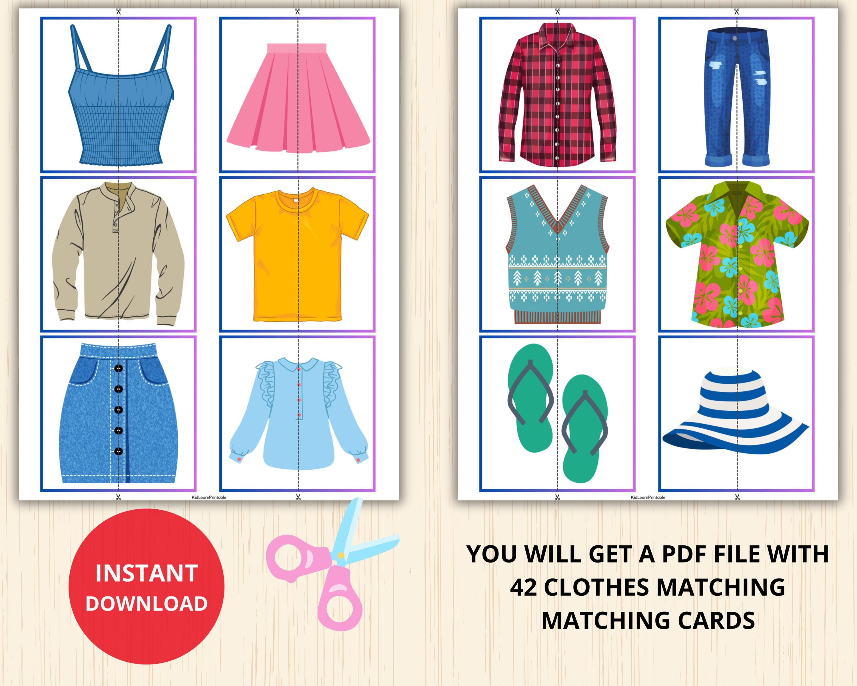 Clothes Matching Game,clothing Activity for Kids,montessori Clothes ...