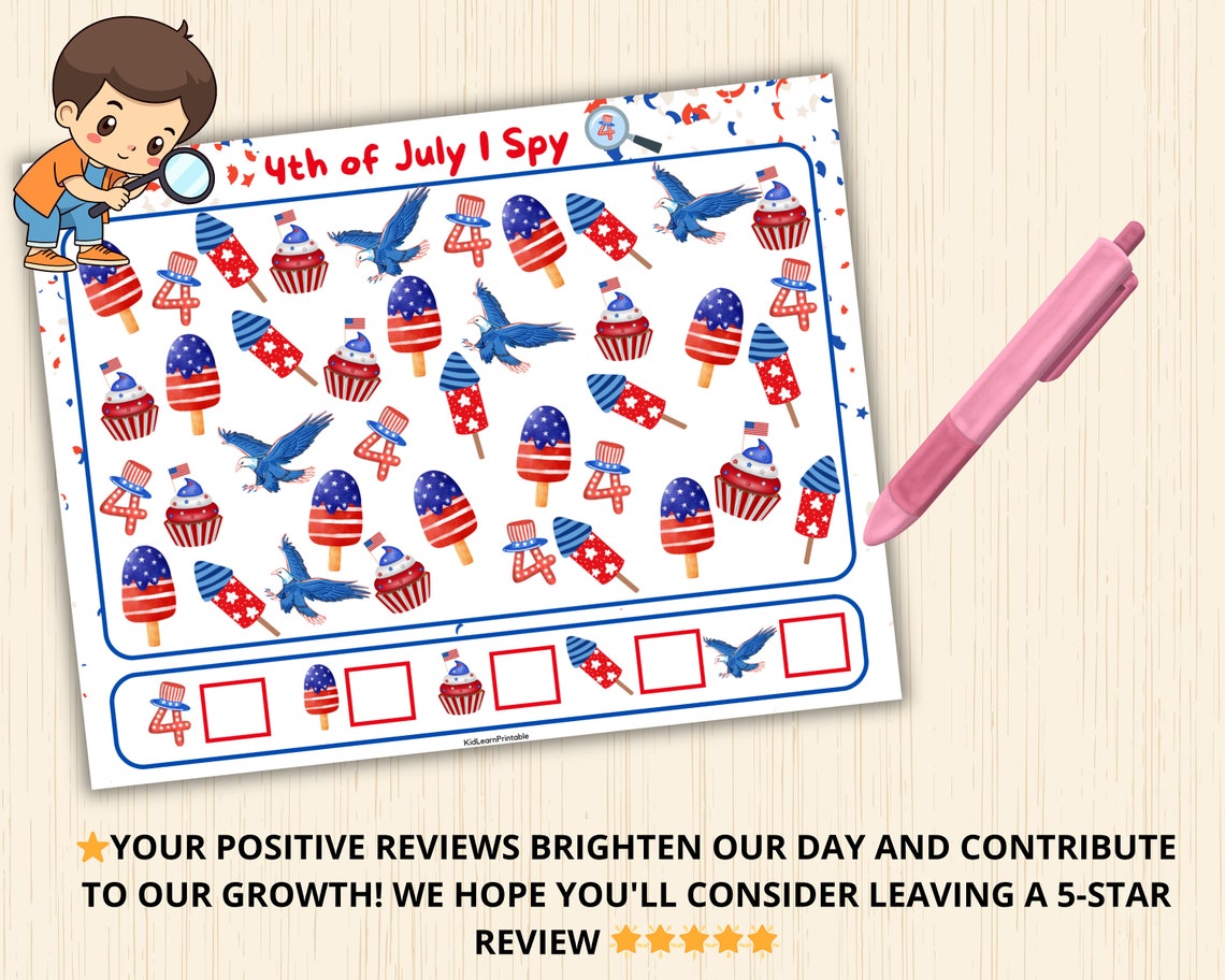 4th of July I Spy,counting Activity,look and Find,summer Preschool ...