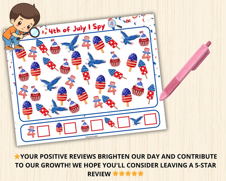 4th of July I Spy,counting Activity,look and Find,summer Preschool ...