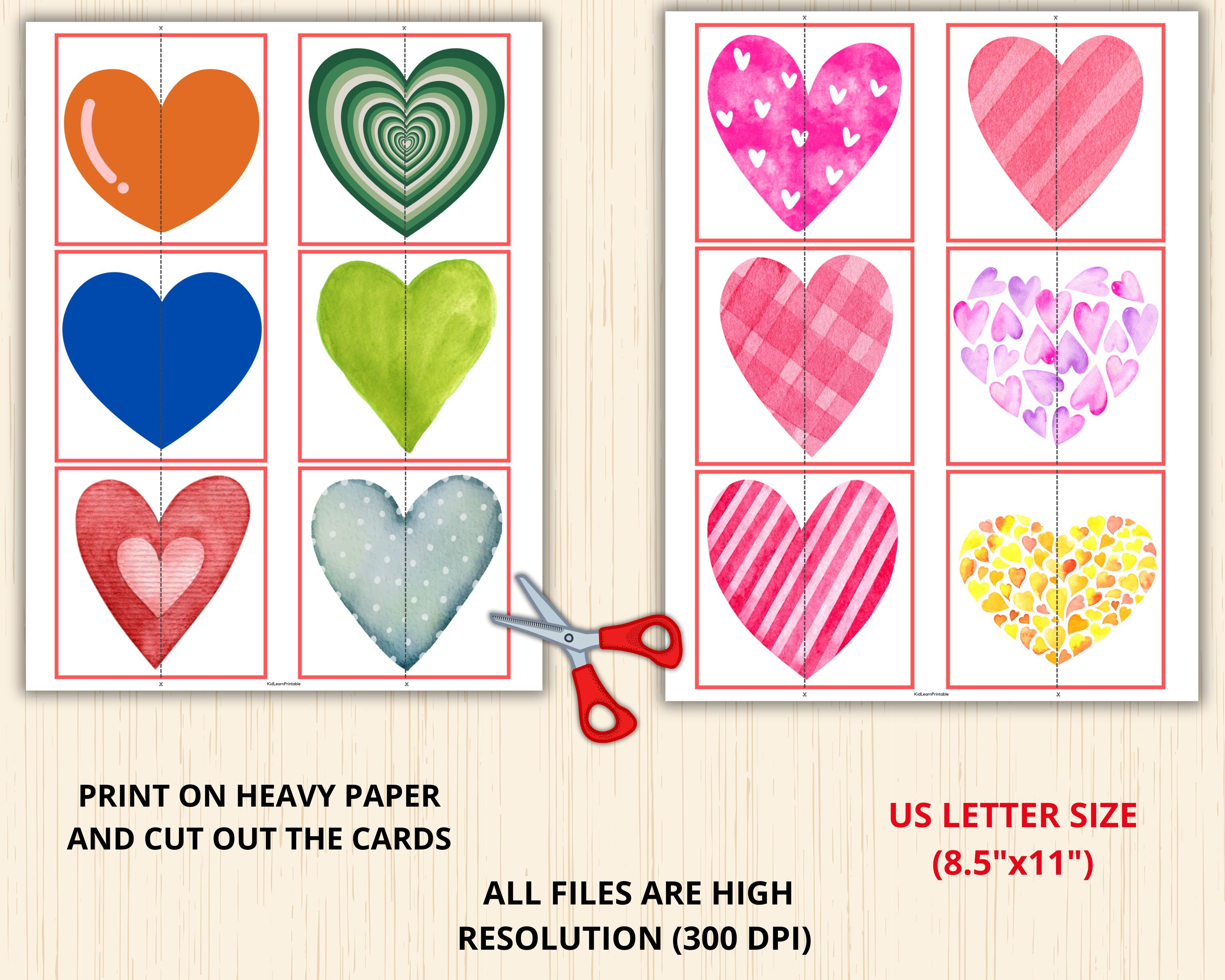 Heart Matching Game,valentine's Day Matching Activity,two Pieces Puzzle ...