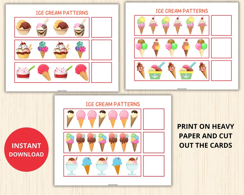 Ice Cream Patterns,what Comes Next,scissors Skills,ice Cream Activities ...