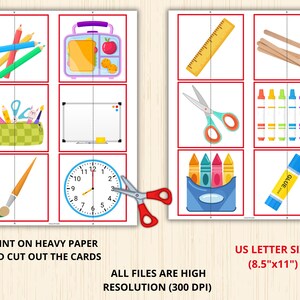 School Supplies Matching Game,back to School Game,school Items Matching ...