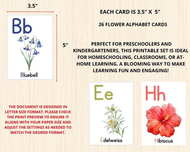 Flower Alphabet,flower Flashcards,flower Identification Cards,abc ...