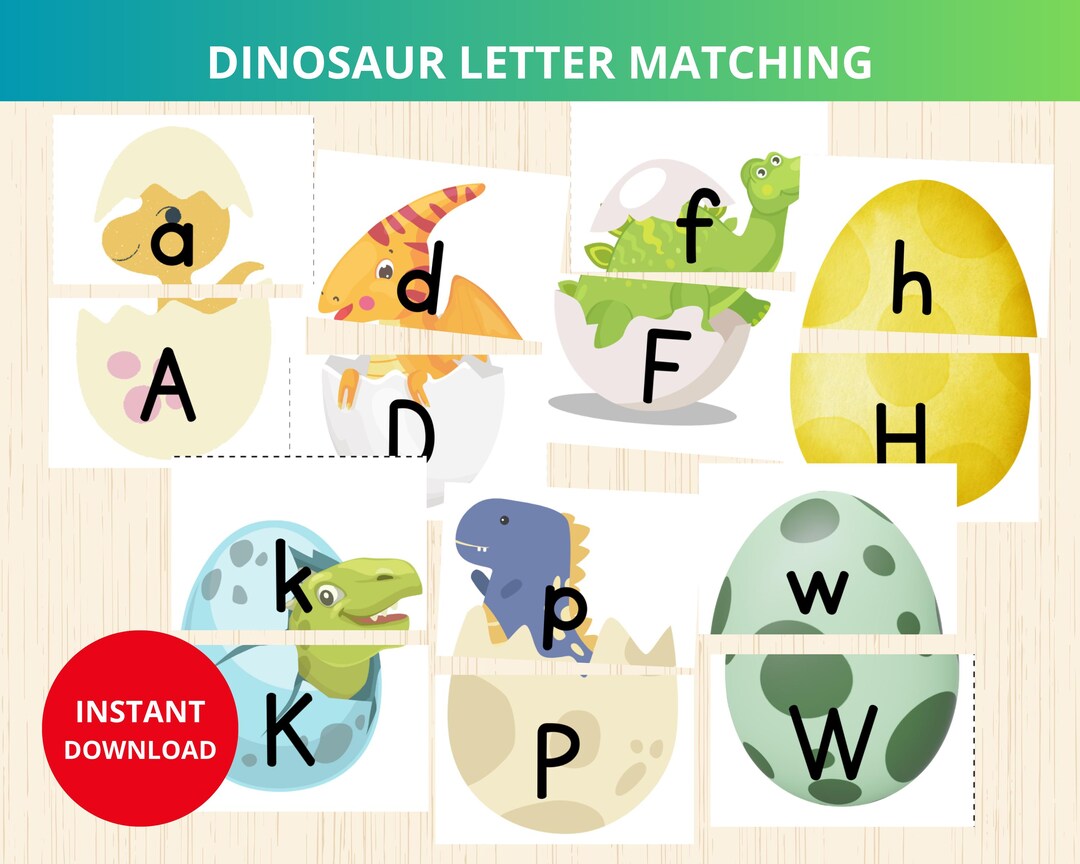Dinosaur Letter Matching,abc Matching Game,uppercase Lowercase Letters ...
