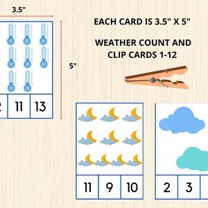 Weather Count and Clip Cards,numbers 1-10,preschool,weather Activities ...