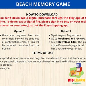 Beach Memory Game,summer Memory Card,beach Memory Match,beach Party ...