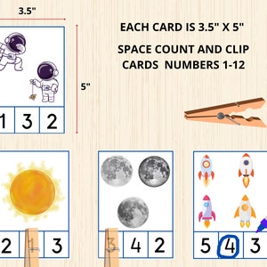 Space Count and Clip Cards,outer Space Activity,numbers 1-10,preschool ...