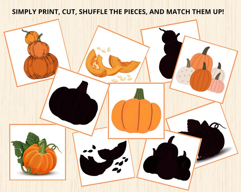 Pumpkin Shadow Matching,pumpkin Montessori,fall Activity Kids,fall ...