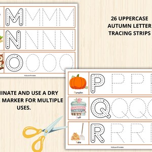 Autumn Alphabet Cards,tracing Letters,fall Letter Tracing,fall Tracing ...