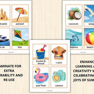 Summer Flashcards, Seasons Flashcard,beach Cards,summer Montessori ...