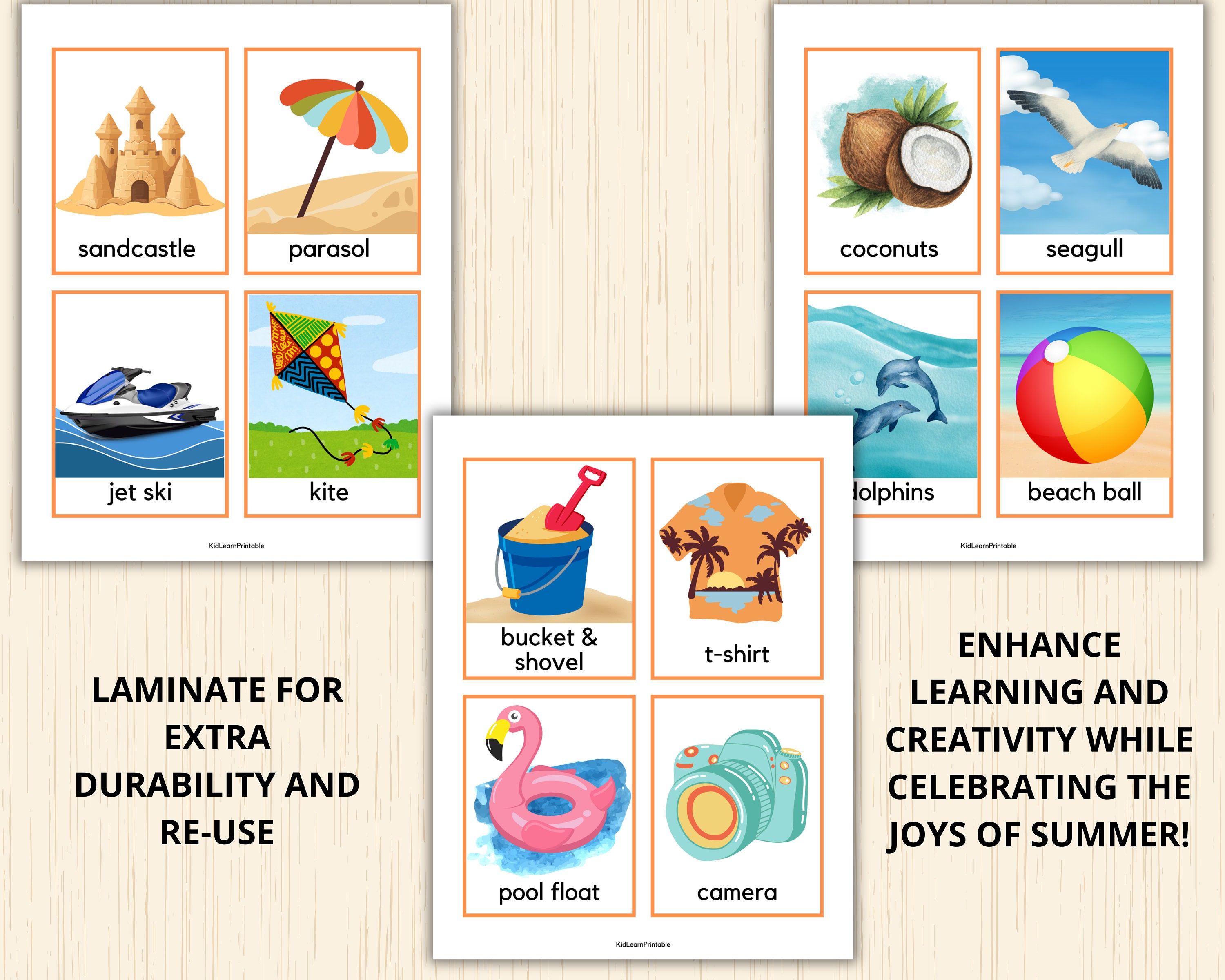 Summer Flashcards, Seasons Flashcard,beach Cards,summer Montessori ...