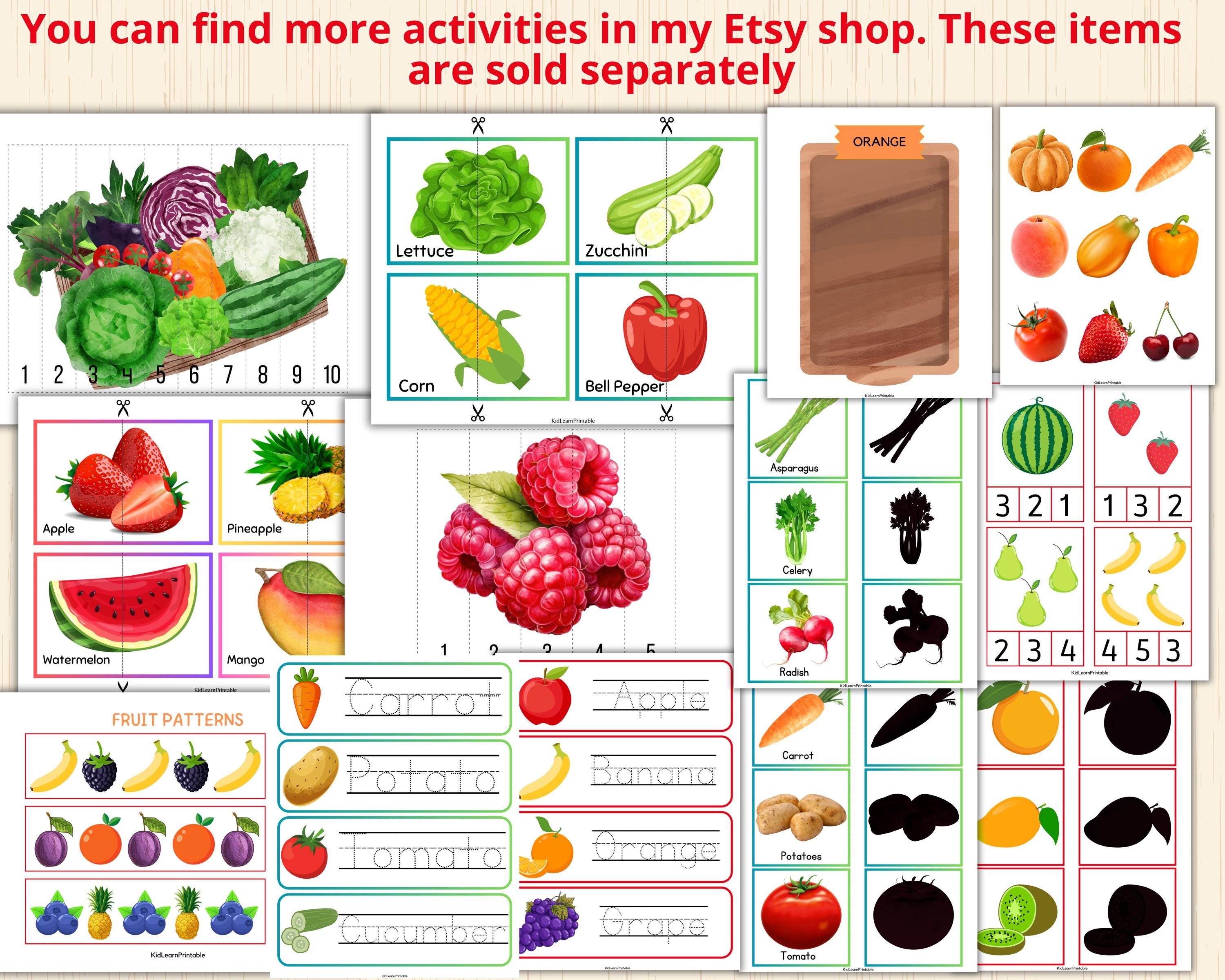 Fruits and Vegetables Sorting Activity,color Matching Game,fruits and ...