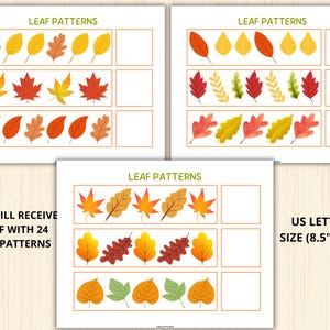 Leaf Patterns,leaves Montessori,pattern Worksheets,homeschool Learning ...