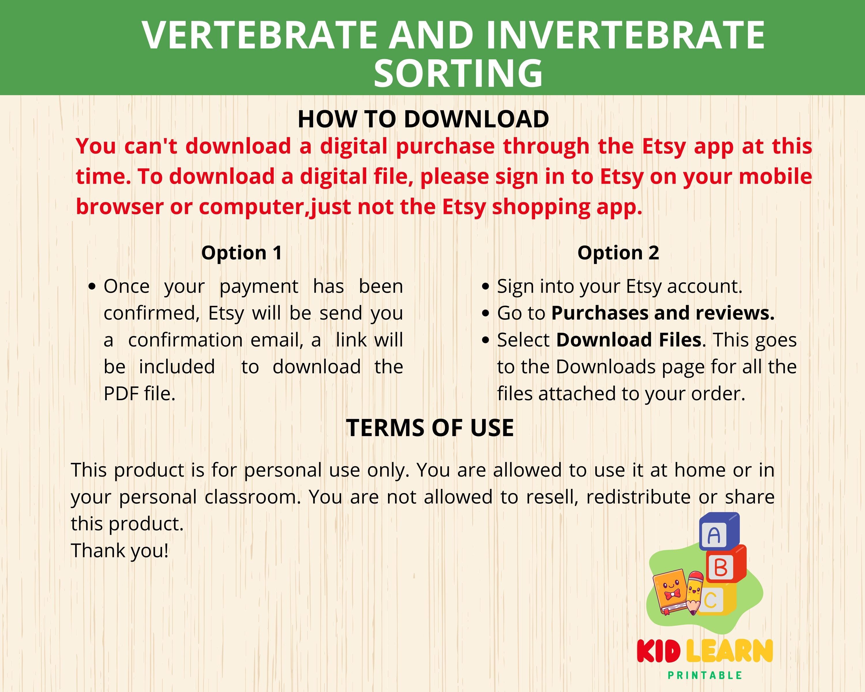 Animal Sorting Game,vertebrates and Invertebrates Sorting Cards,animal ...