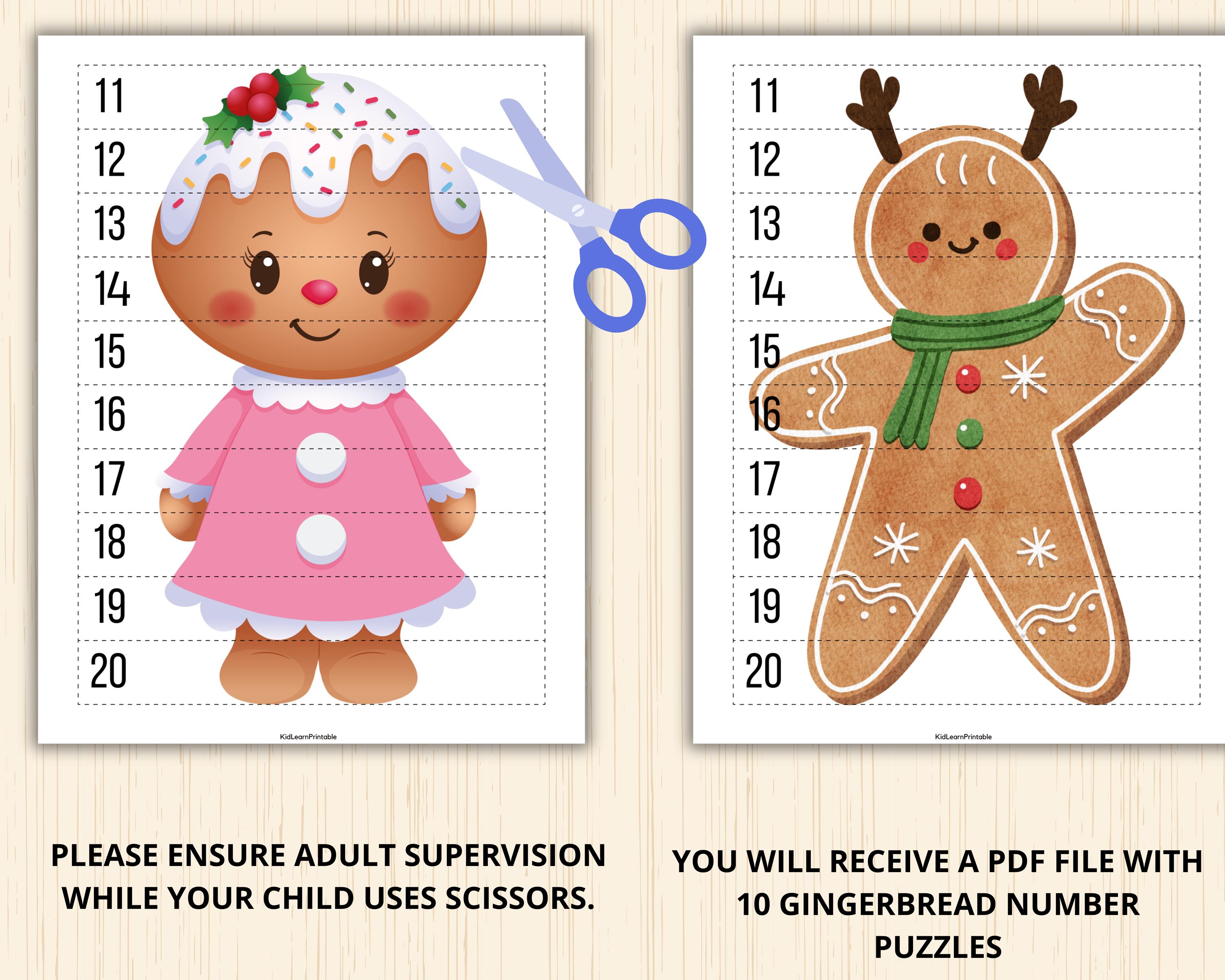 Gingerbread Man Number Puzzles,xmas Montessori,christmas Number ...