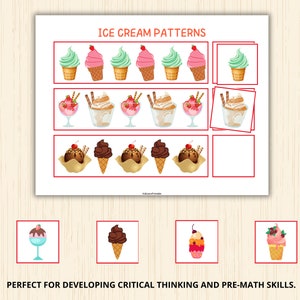 Ice Cream Patterns,what Comes Next,scissors Skills,ice Cream Activities ...