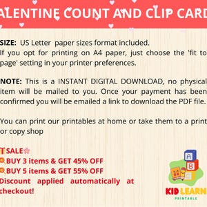 Valentine Count and Clip Cards,valentine's Day Math Activity,counting ...