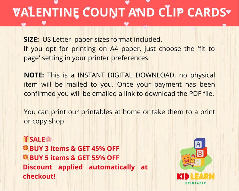 Valentine Count and Clip Cards,valentine's Day Math Activity,counting ...