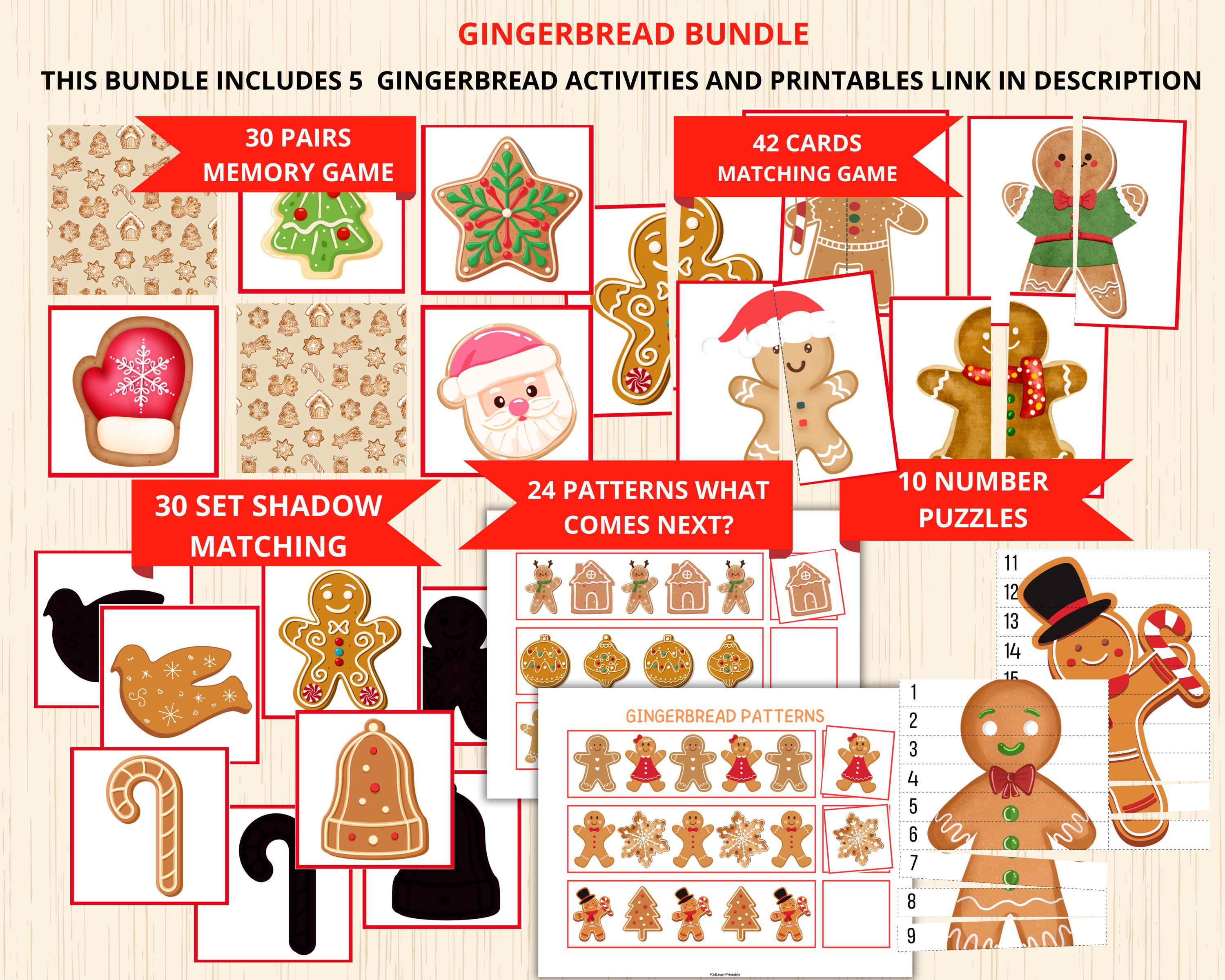 Casse-têtes numériques bonhomme en pain d'épice, Noël Montessori, casse ...