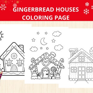 Gingerbread Houses Coloring Pages, Kids Christmas Coloring Sheets ...