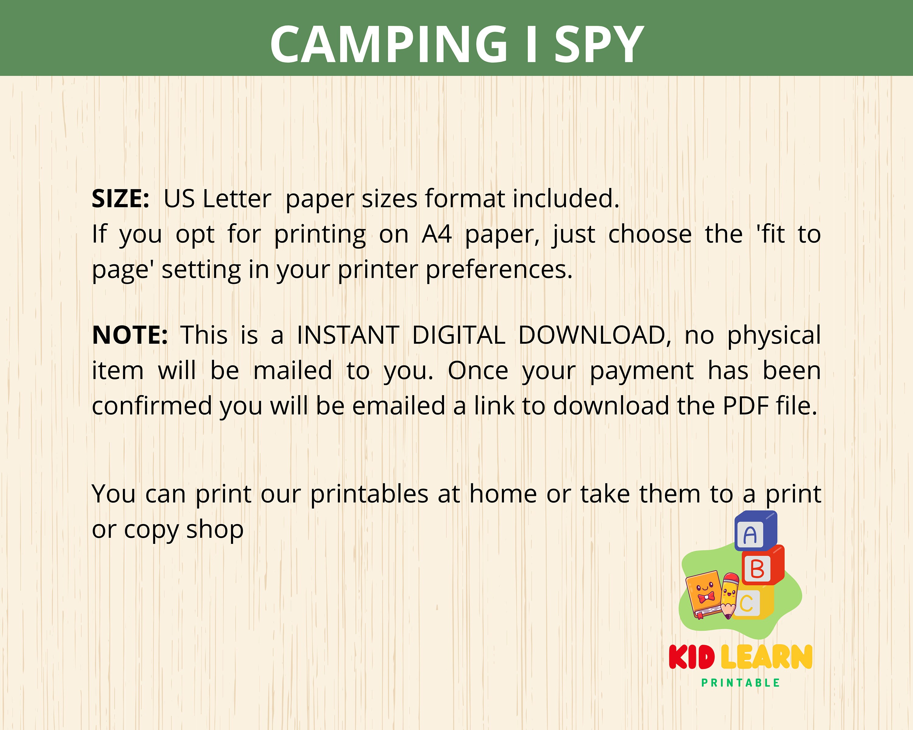 Camping I Spy Counting Activity,look and Find,summer I Spy,camping Busy ...