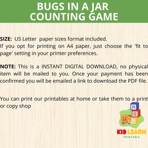 Bug in a Jar Counting Activity, Pretend Play,insect Busy Book, Bug Unit ...