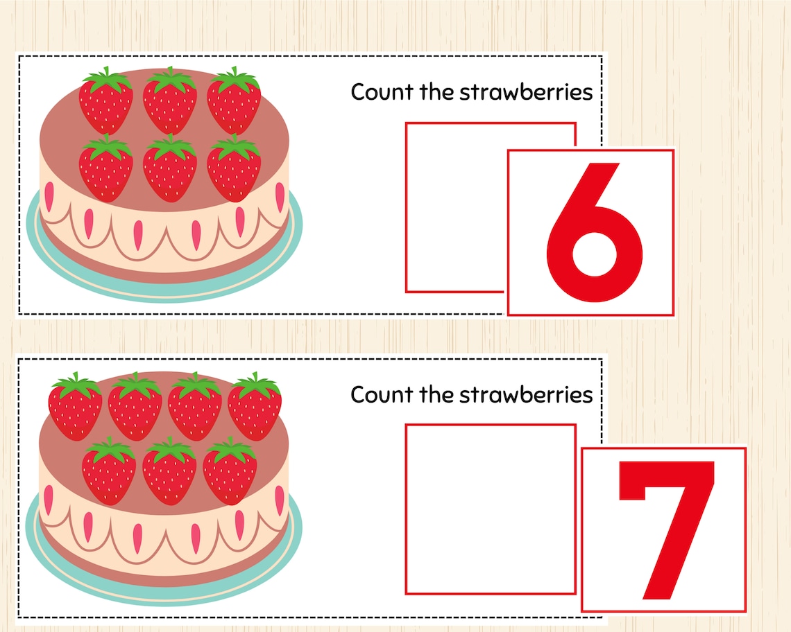 Valentine Count Strawberries Math Printable, Counting Valentines ...
