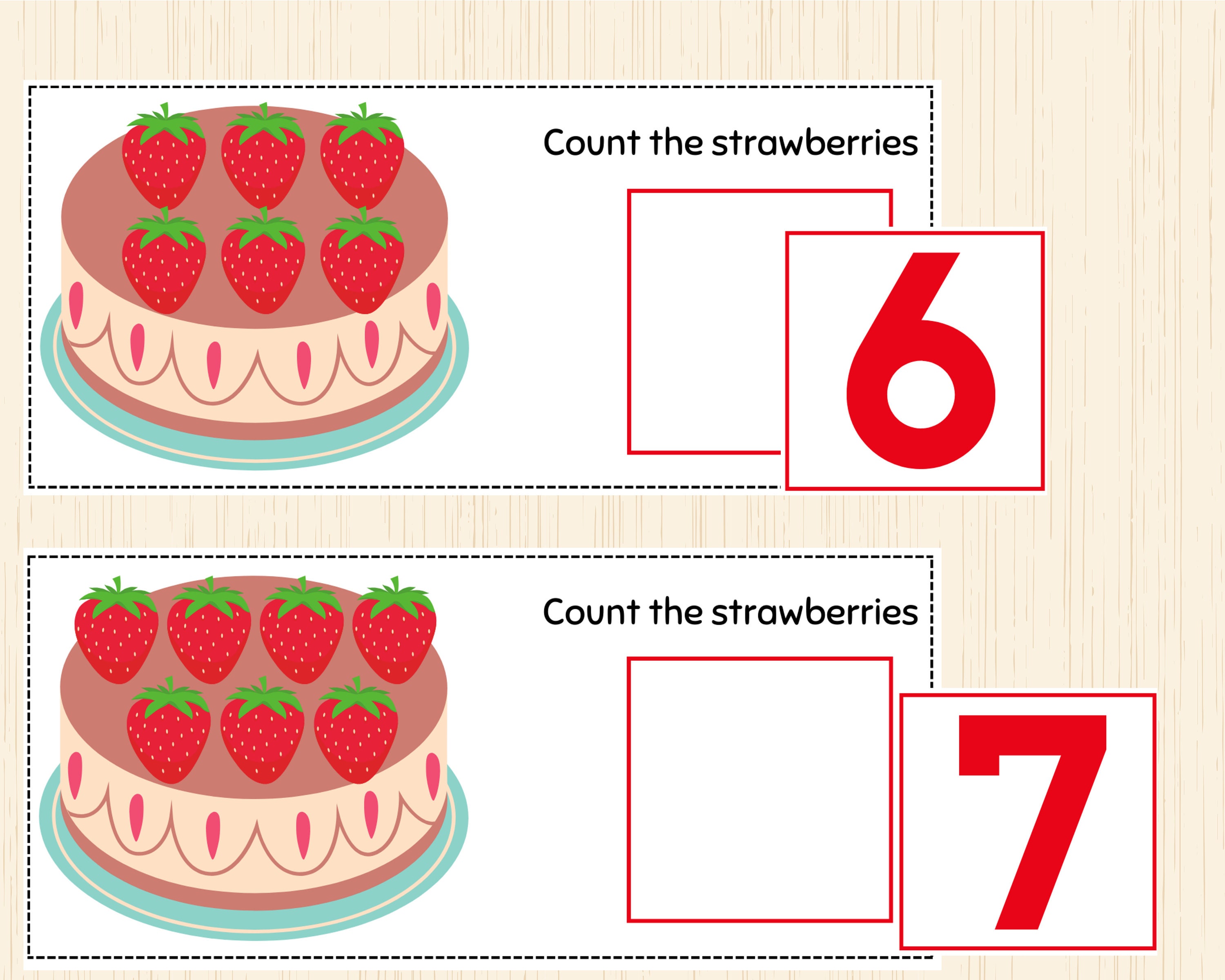 Valentine Count Strawberries Math Printable, Counting Valentines ...