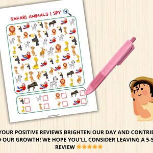 Safari Animal I Spy,counting Activity,look and Find,animals Preschool,i ...