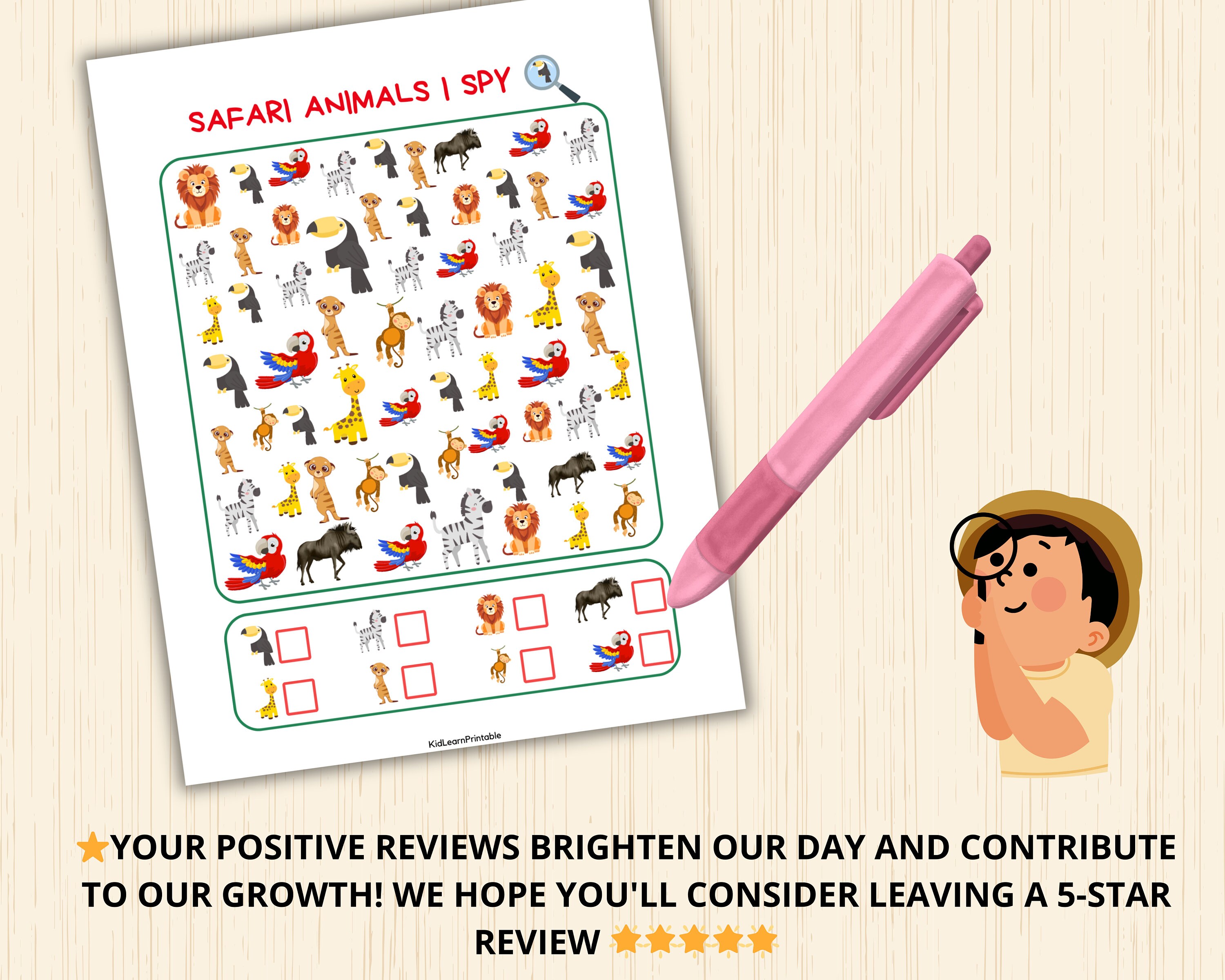 Safari Animal I Spy,counting Activity,look and Find,animals Preschool,i ...