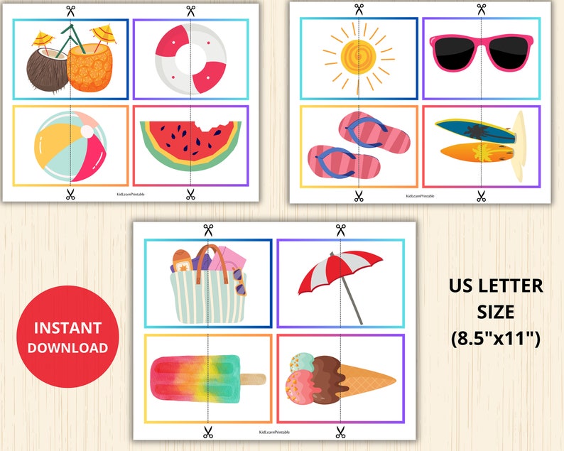 Summer Matching Game,summer Activity,summer Montessori,preschool ...