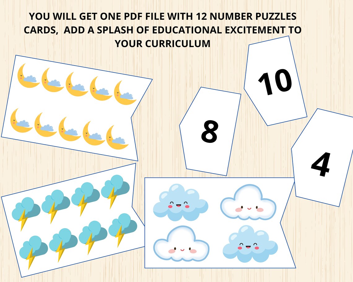 Weather Number Matching,printable Puzzle,counting Activity,preschool ...