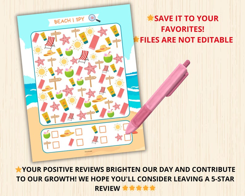 Beach I Spy Game,summer I Spy,seek and Find,summer Preschool Activity ...