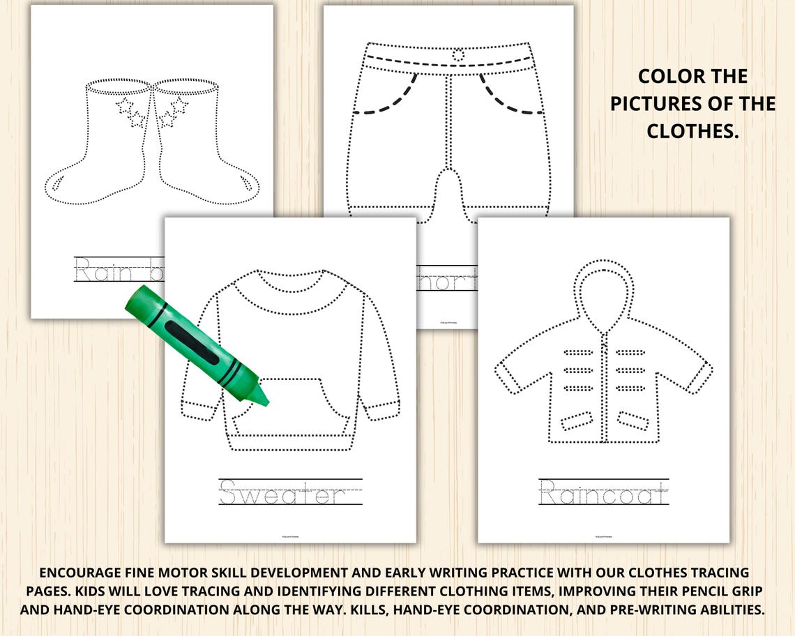 Clothes Tracing Worksheets,prek Tracing,toddler Writing Practice ...