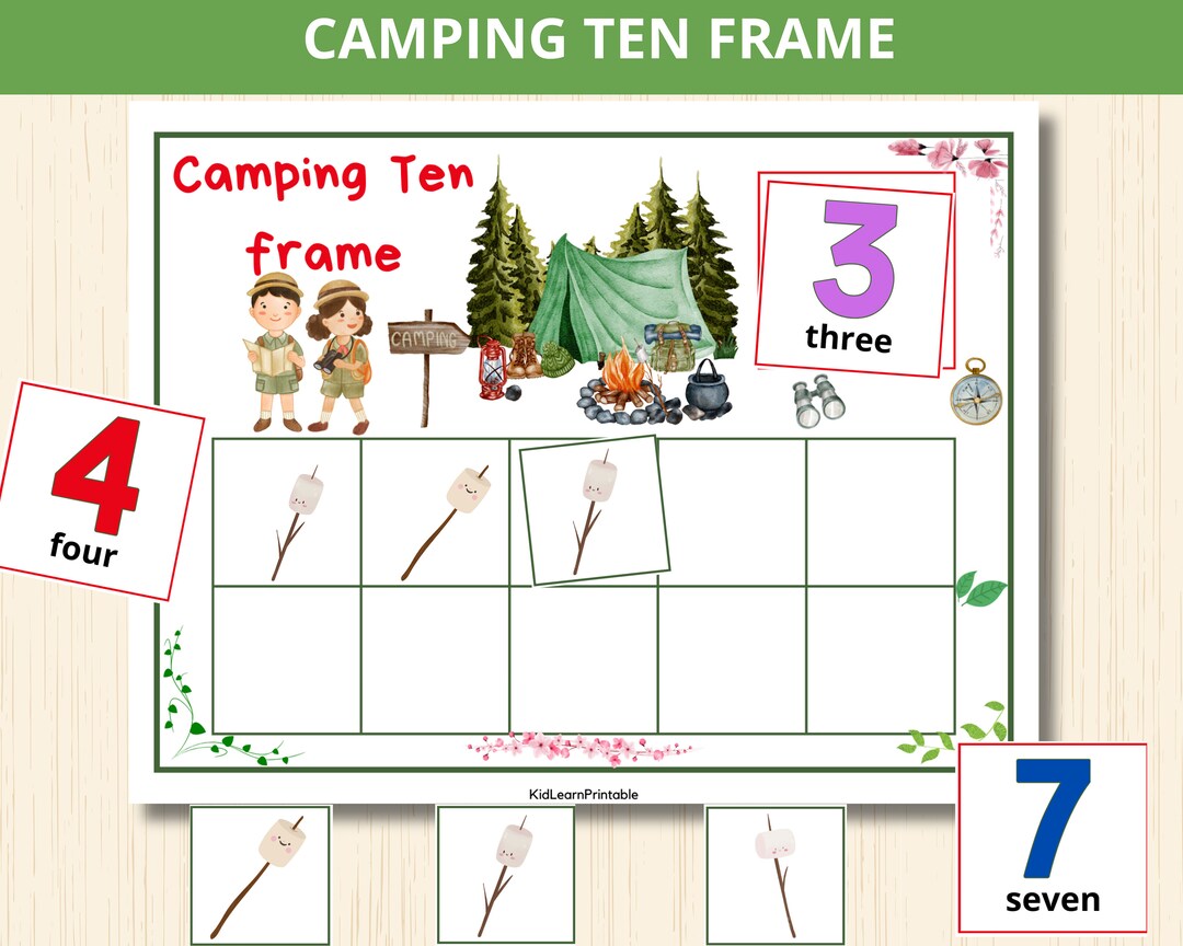 Camping Ten Frame,numbers 1-10,count and Match,camping Montessori ...