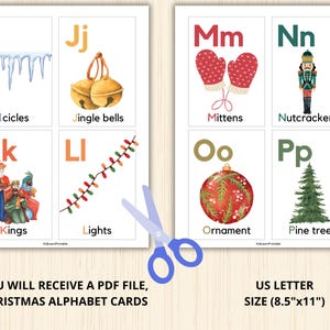 Christmas Alphabet Cards,christmas Cards for Kids,christmas Flashcards ...