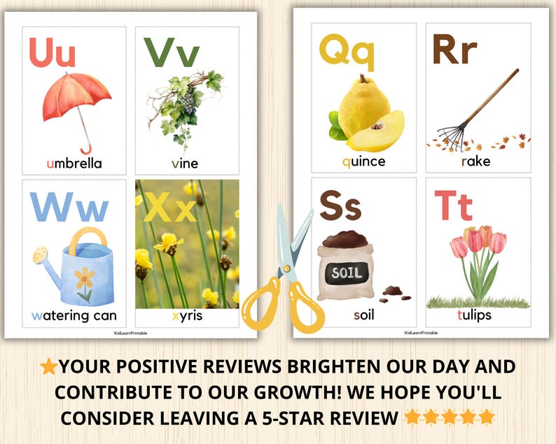 Gardening Alphabet Cards,nature Flashcard,abc Flashcard,alphabet Cards ...